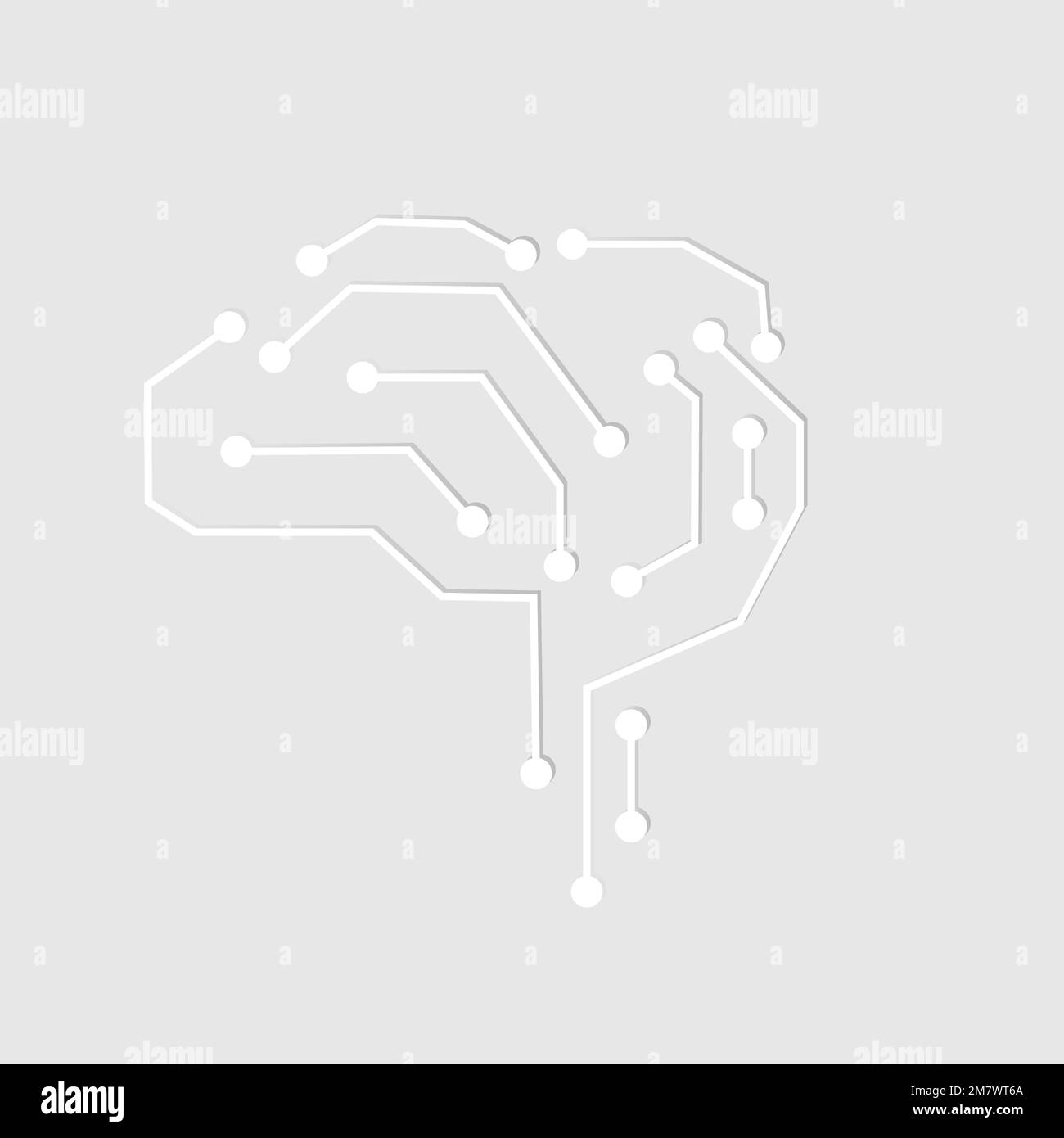 Ai Technology Connection Brain Icon Vector In White Digital