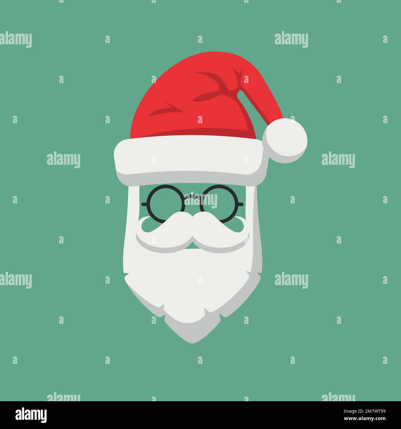 Santa Claus hat and beard template icon isolated on white background ...