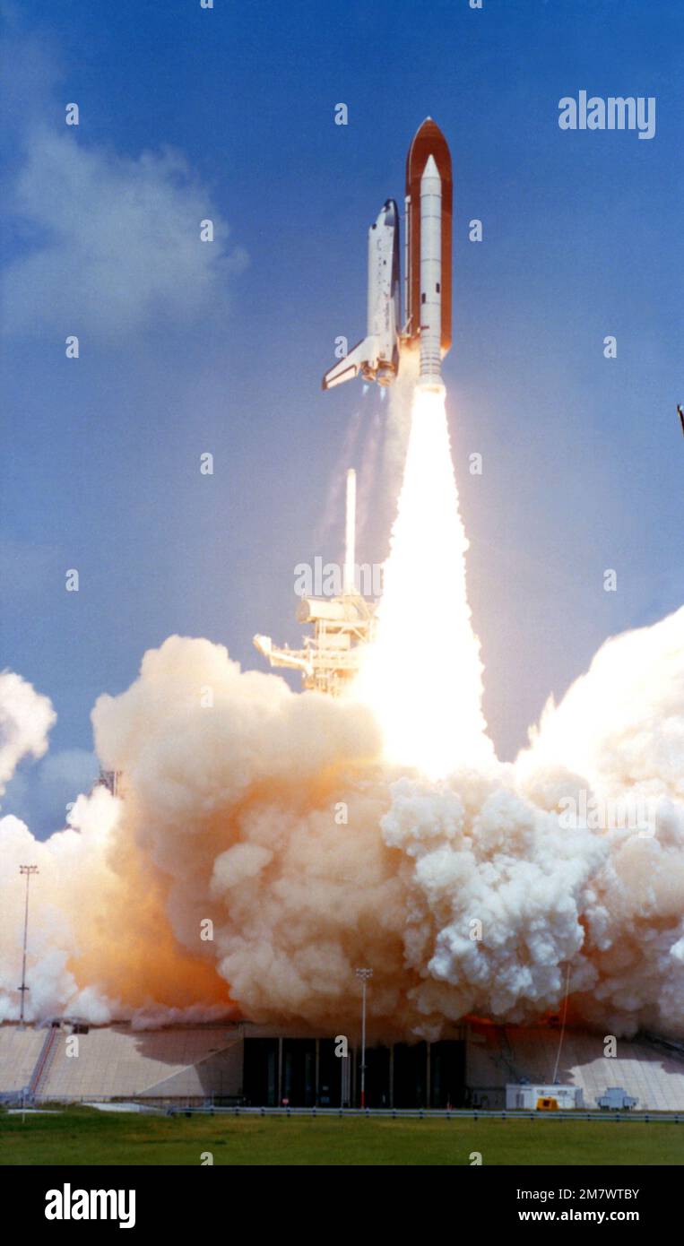 A view of STS-4 lifting off from launch pad 29A for a seven-day earth ...