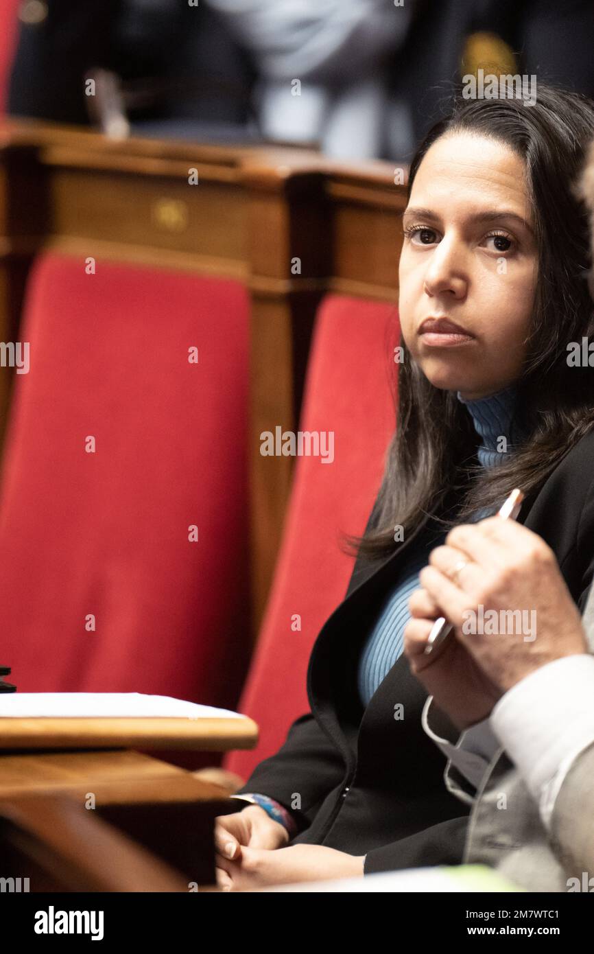 Deputy, Naima Moutchou attends a session of Questions to the Government ...