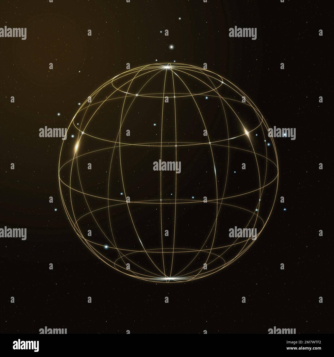 Global network technology icon vector in gold on gradient background ...