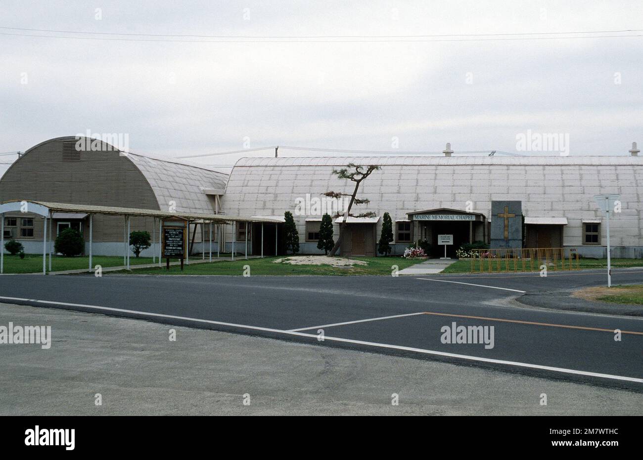 An exterior view of the Marine Memorial Chapel. Base: Marine Corps Air ...