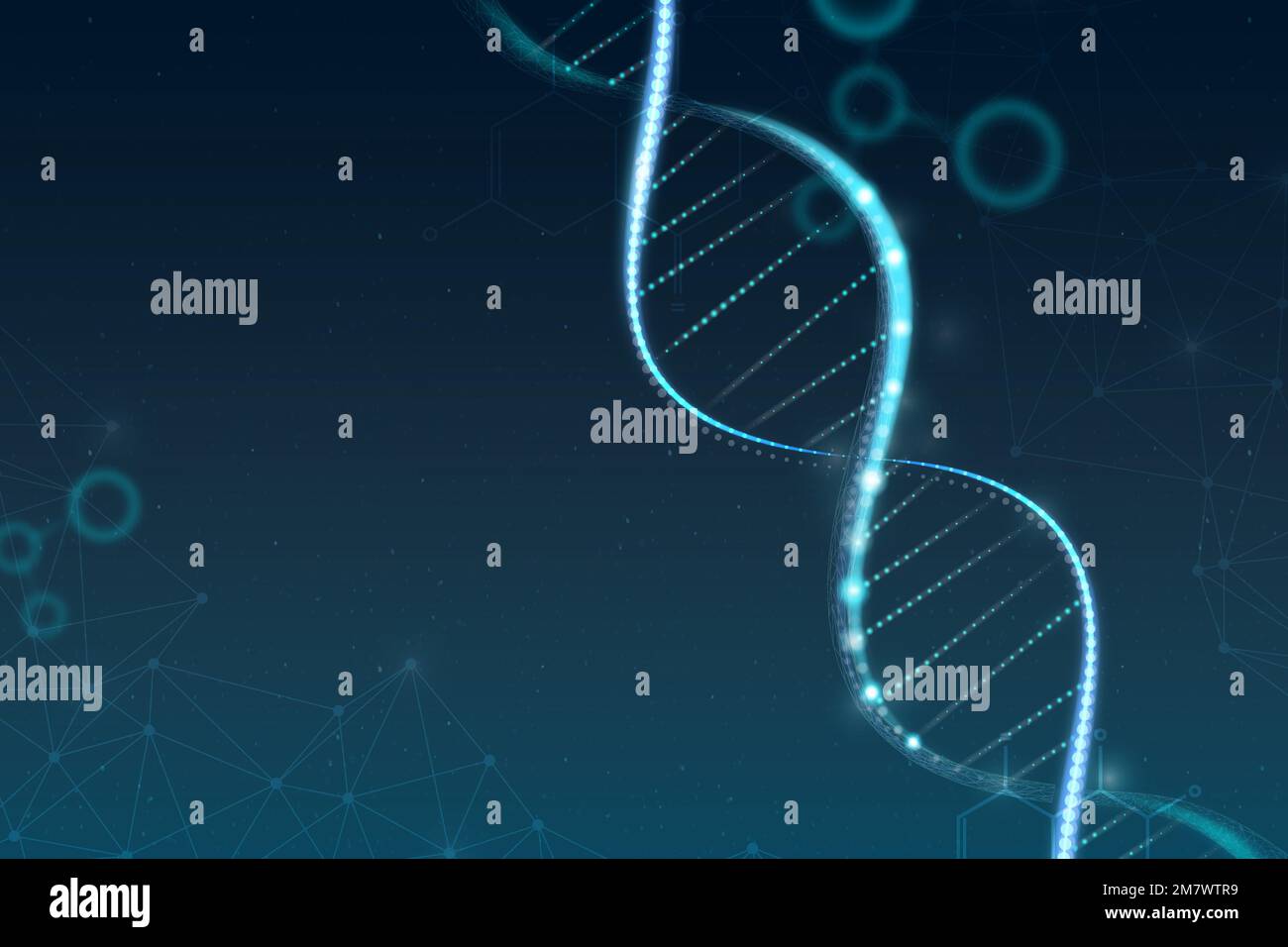 DNA biotechnology science background vector in blue futuristic style ...