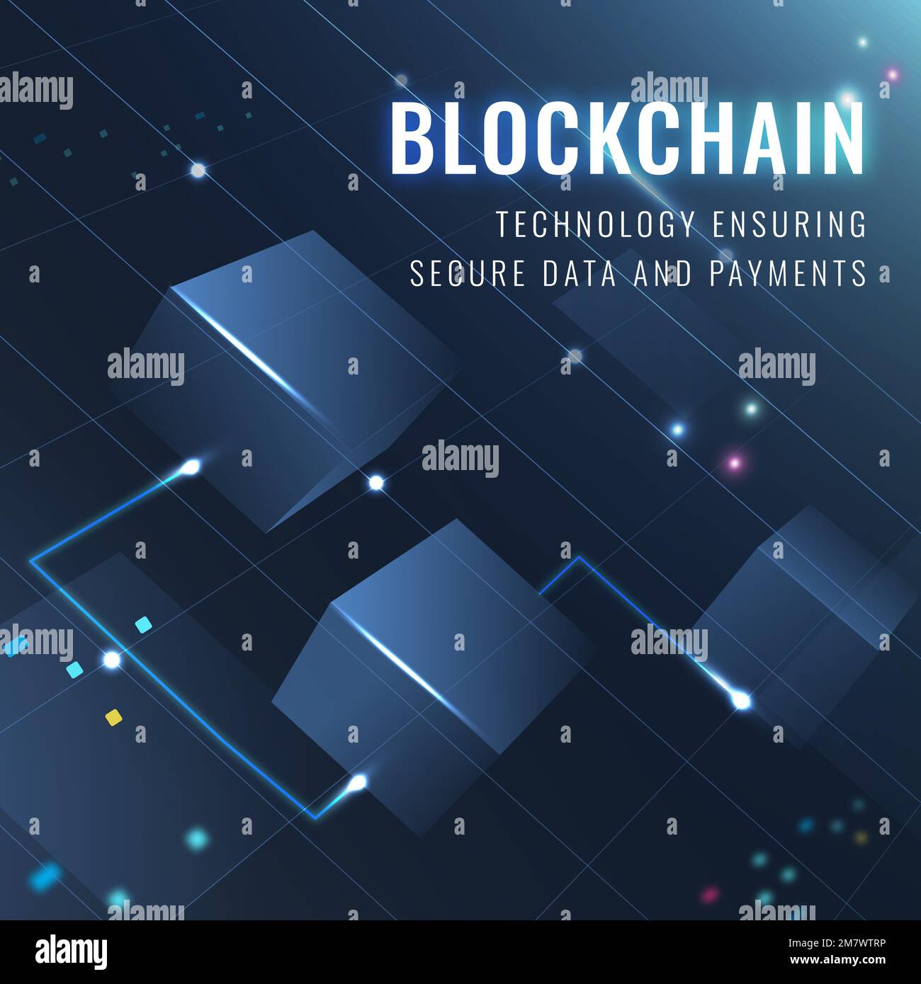 Blockchain technology security template vector data and payment securing social media post Stock ...