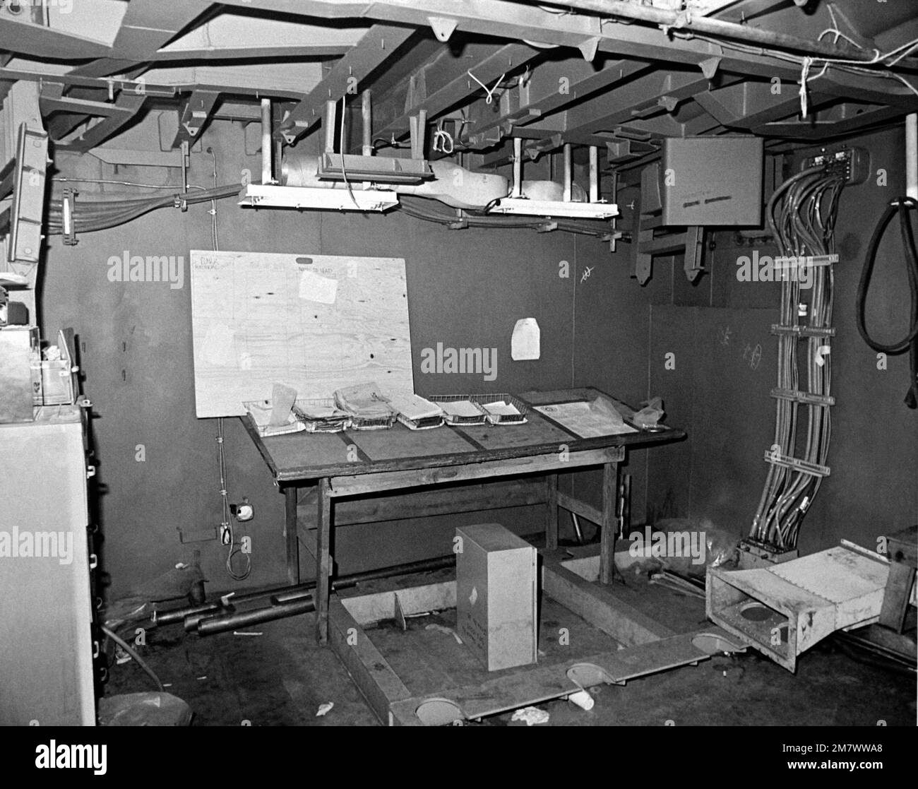 An interior view of the helicopter hauldown and traverse machinery room ...