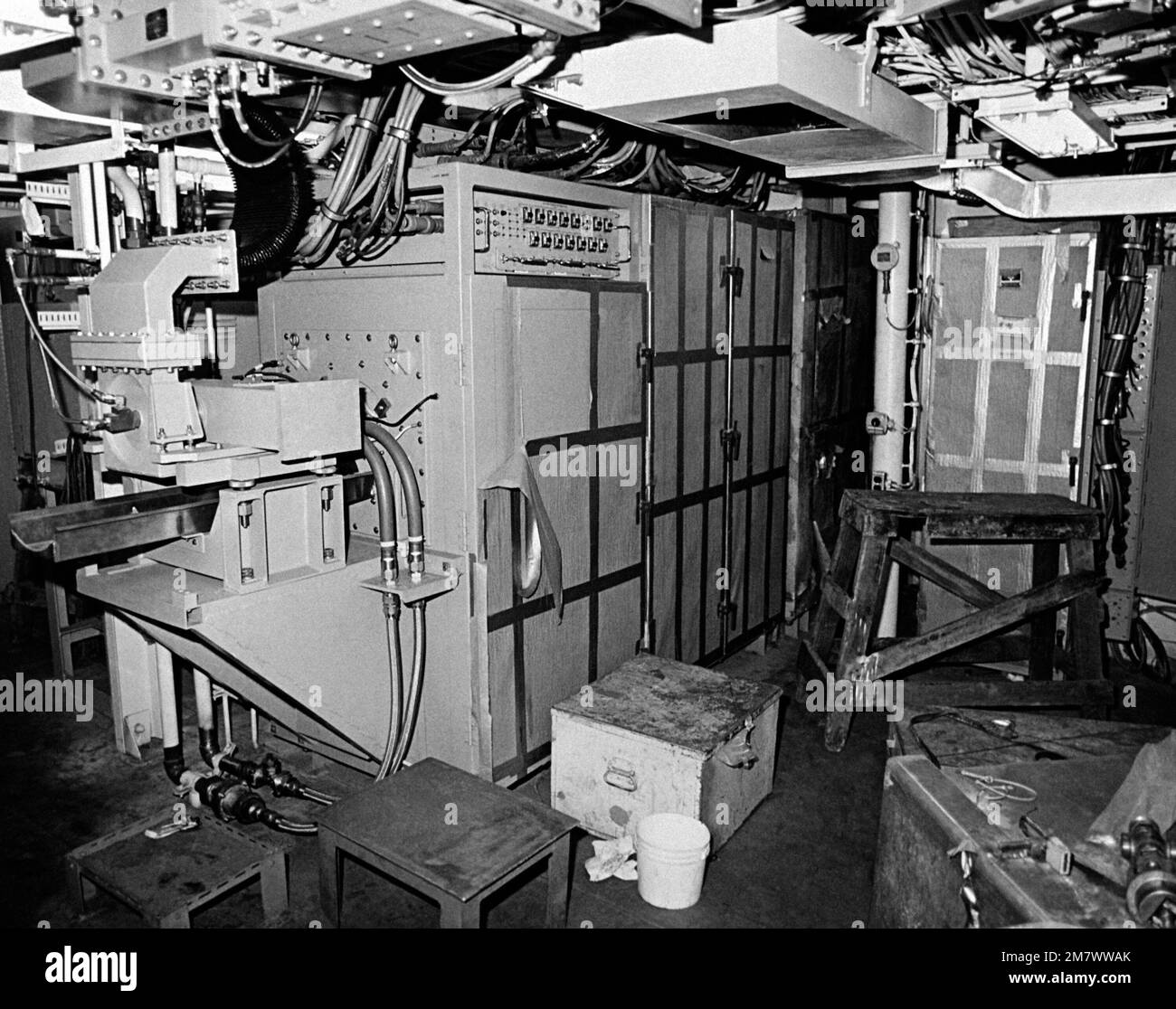 An interior view of the radar, IFF and combat information center space ...