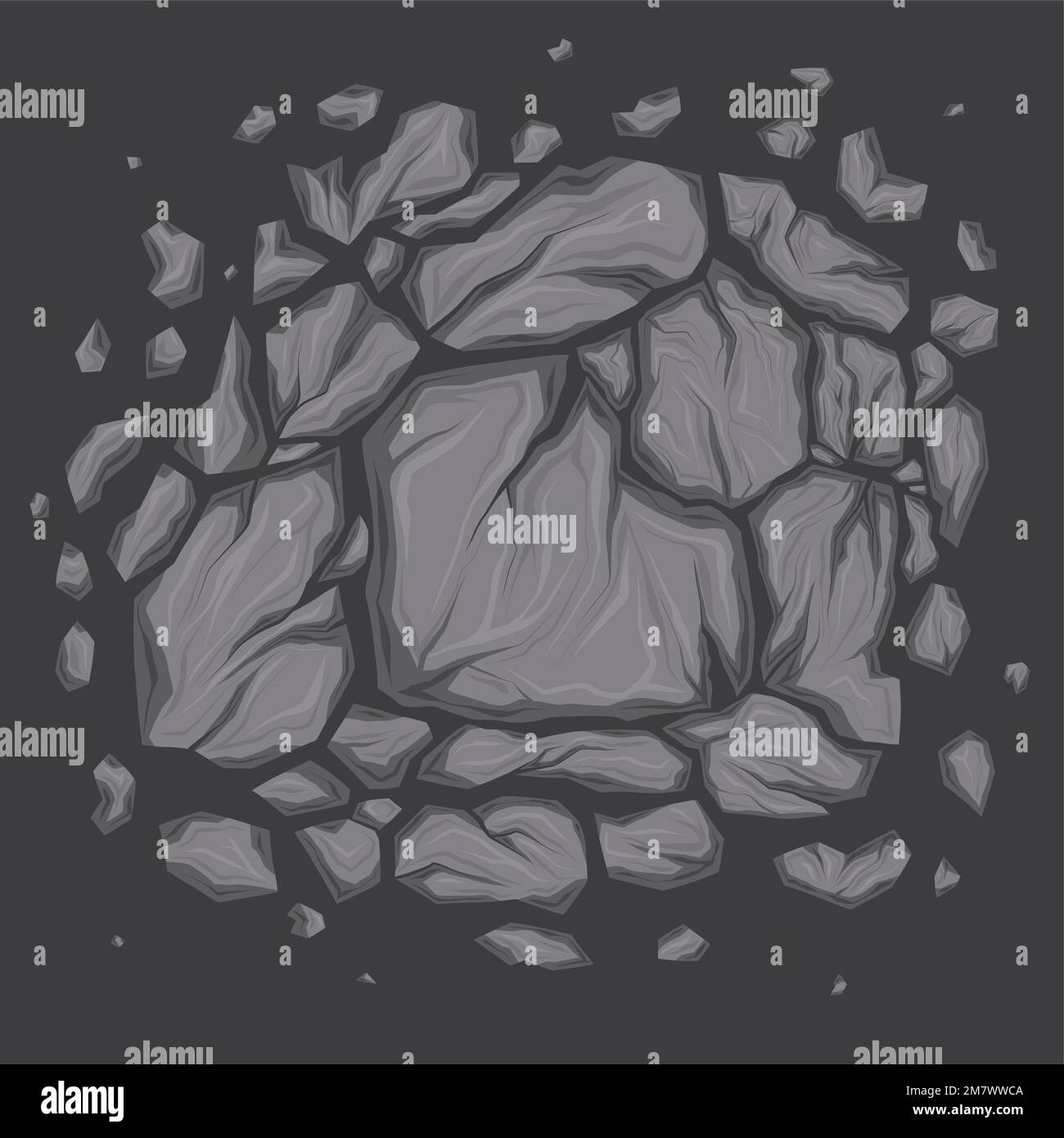 Vector illustration of broken stones. Cartoon clipart smashed rocks ...