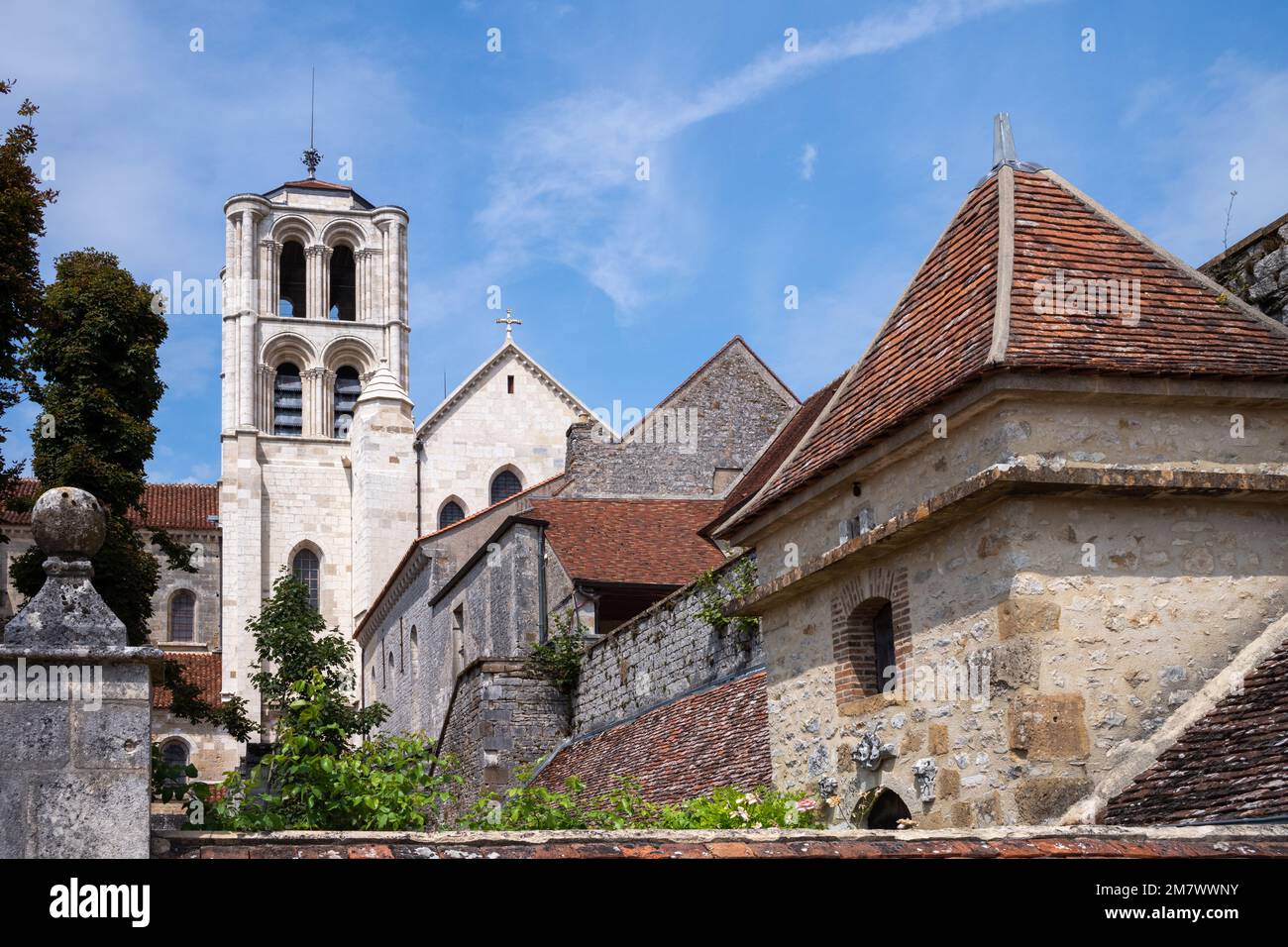 Vezelay (central-northern France): outer view of the Vezelay Abbey ...