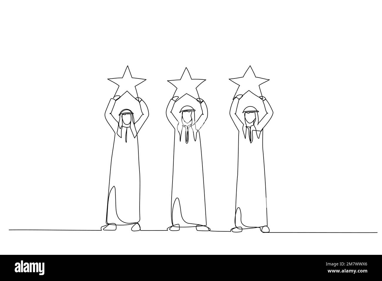 Illustration of arab businessman holding the big stars over the head ...