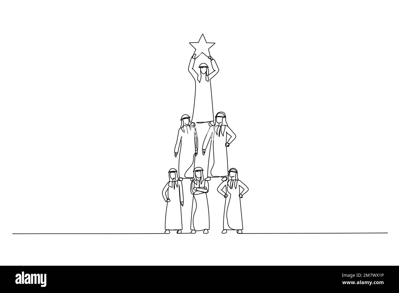 Illustration of teamwork arab businessman pyramid to reach star ...
