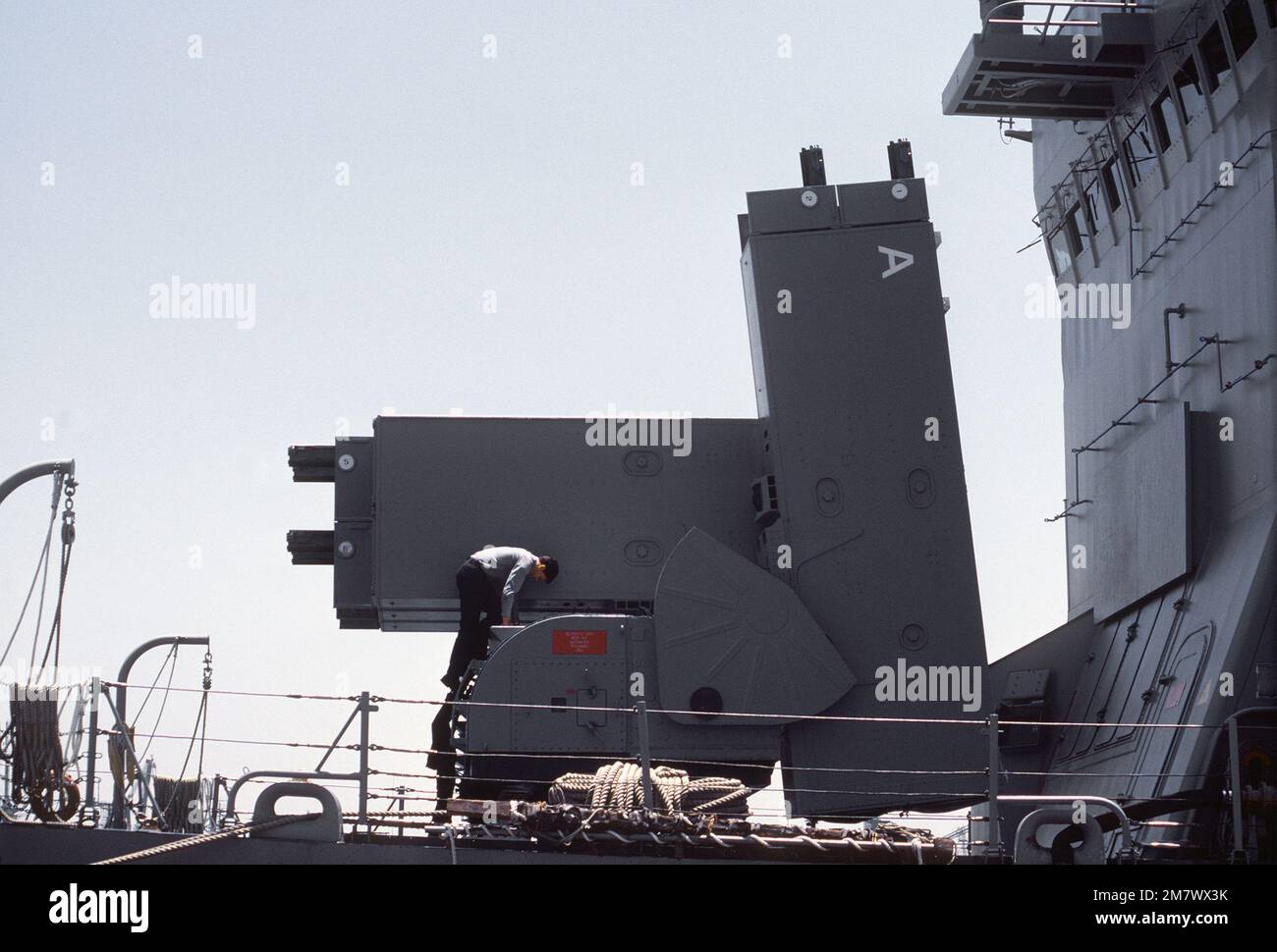 A view of the elevated ASROC tubes aboard the frigate USS FANNING (FF ...