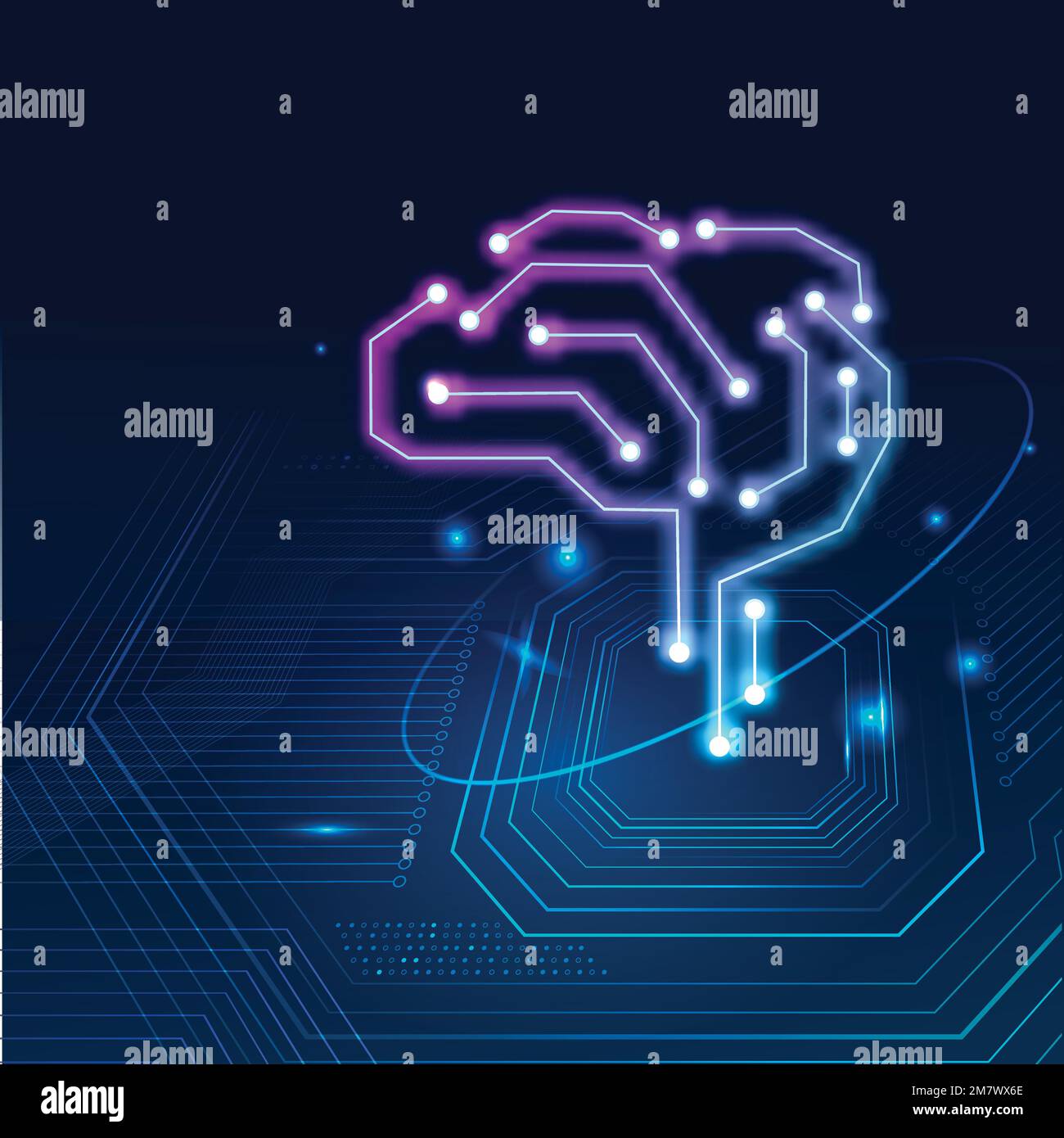 AI technology brain background vector digital transformation concept ...