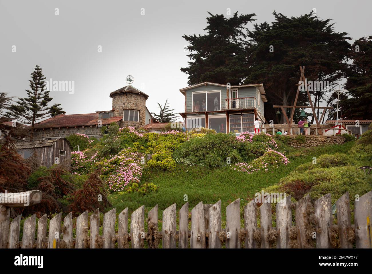 Isla Negra, Chile. November 16, 2014. Views of facade and garden of one ...