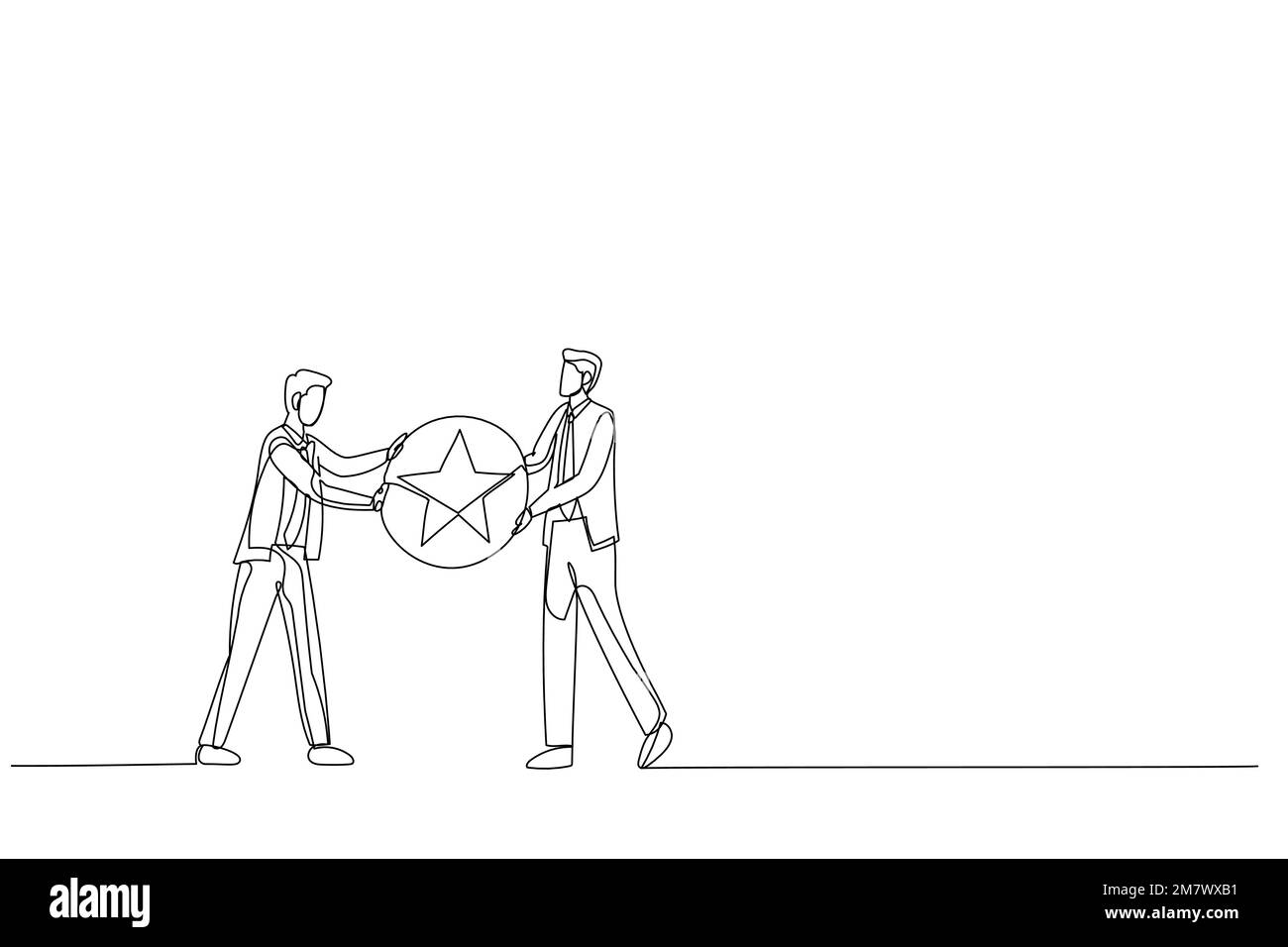 Drawing of businessman boss giving golden star badge to winning ...