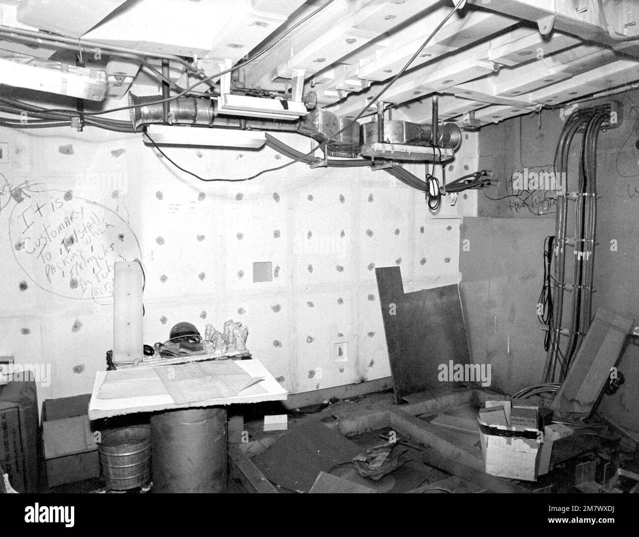 The helicopter haul-down and traverse machinery room aboard the guided ...