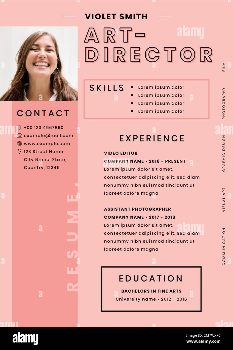 Feminine CV editable template vector resume for entry level and ...