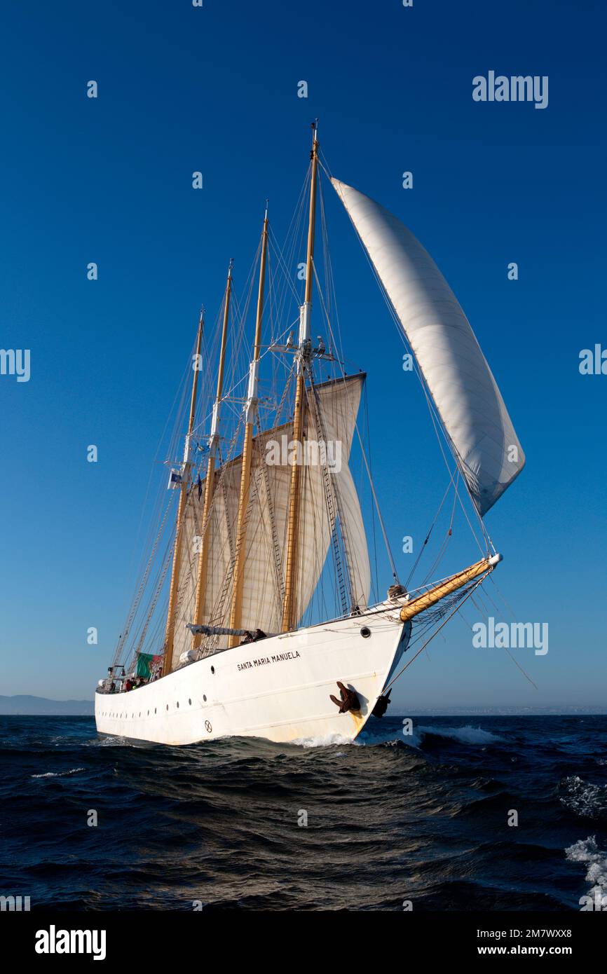 Portuguese schooner Santa Maria Manuela, Lisbon race start, 2016 Stock ...