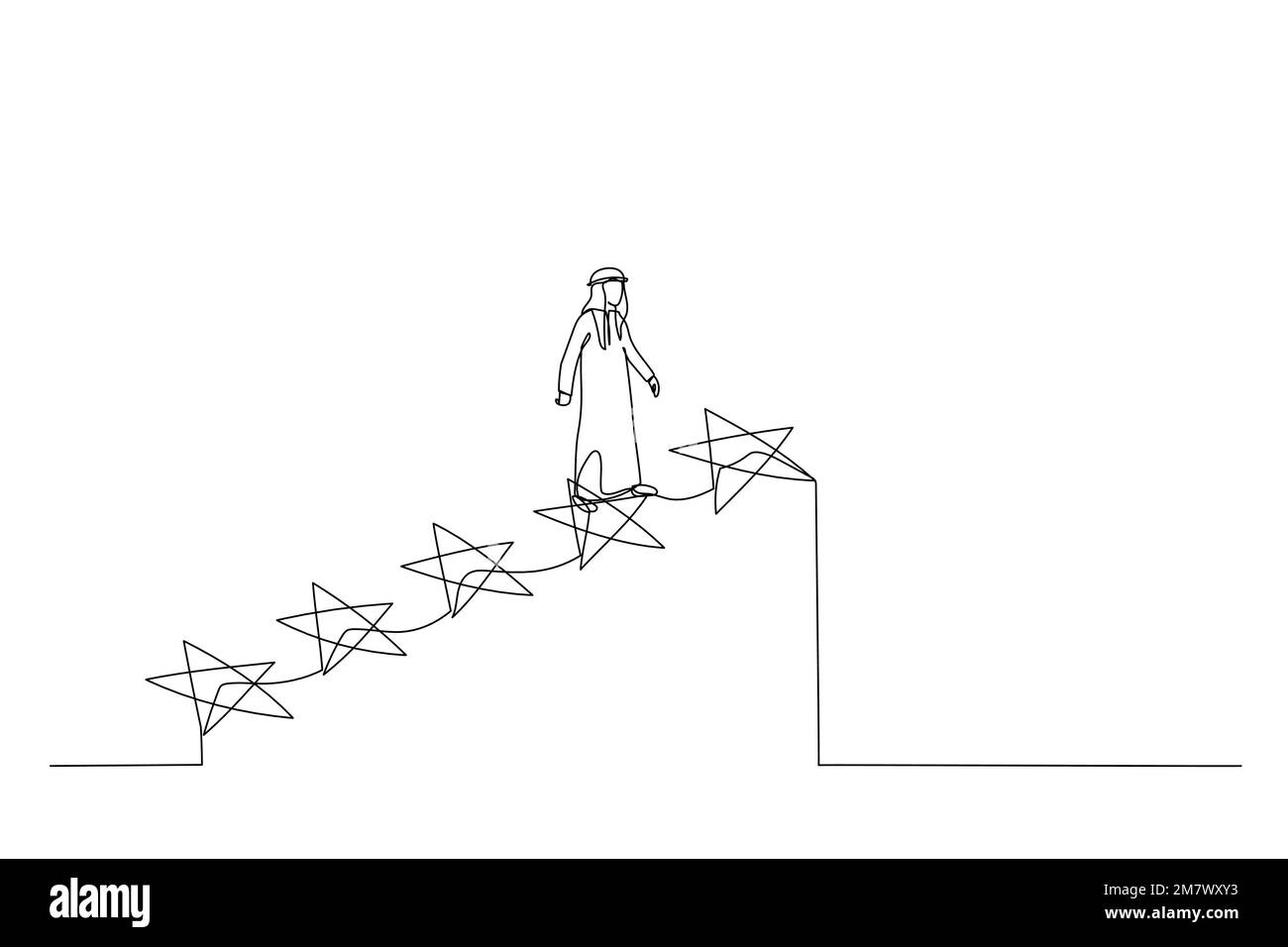 Illustration of arab businessman steps towards success or outstanding ...