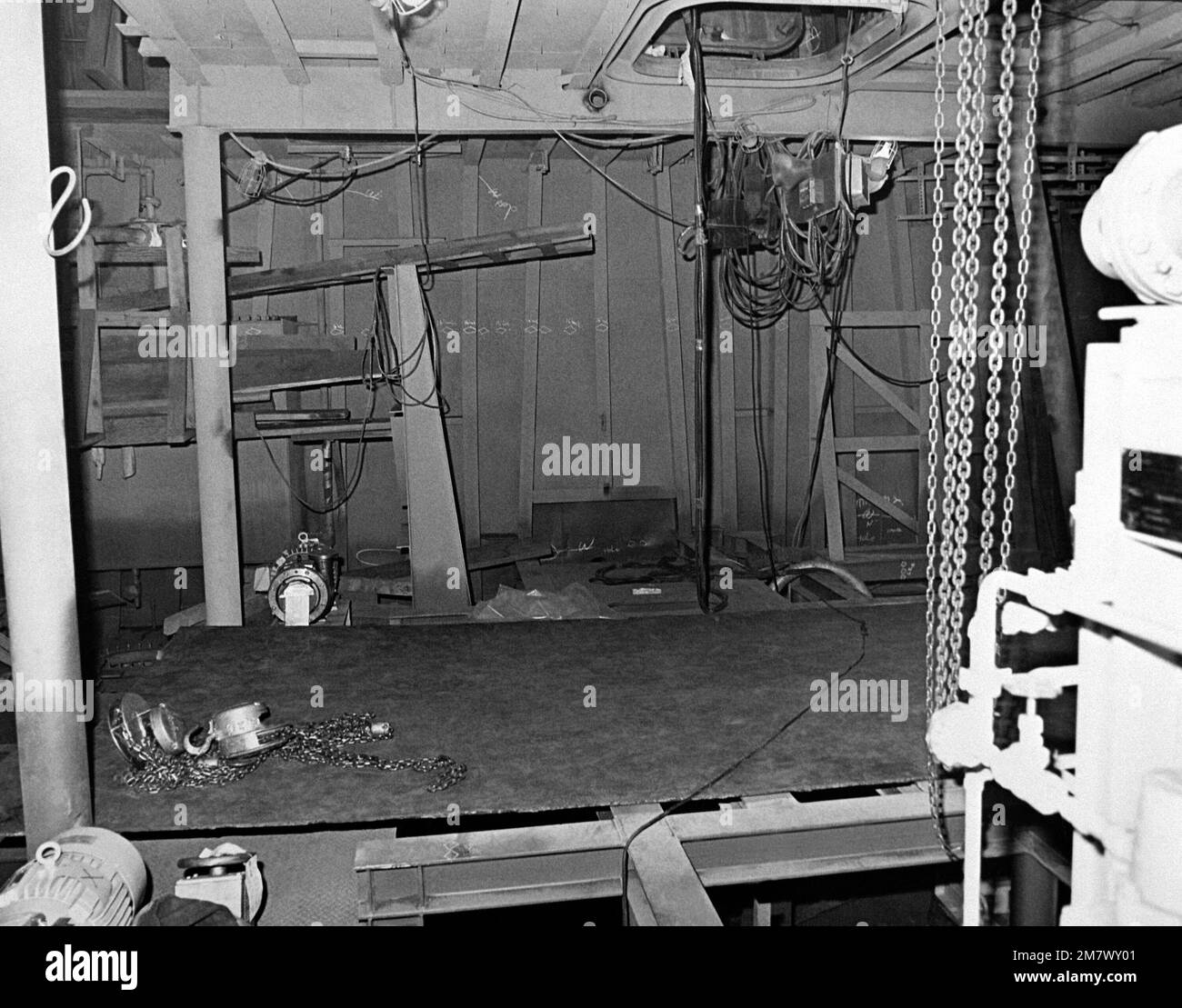 An interior view of the engine room on the guided missile frigate USS ...