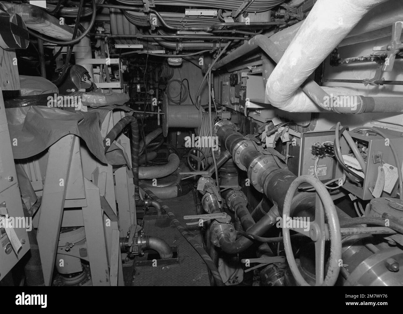 The lower level auxiliary machinery room No. 2 aboard the guided ...