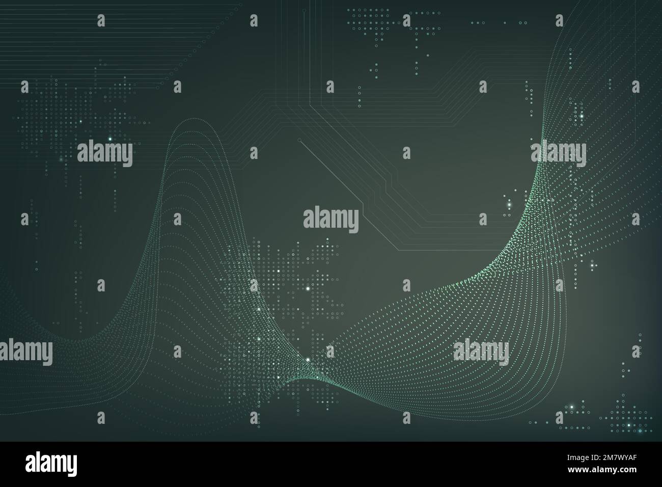 Green futuristic waves background vector with computer code technology ...
