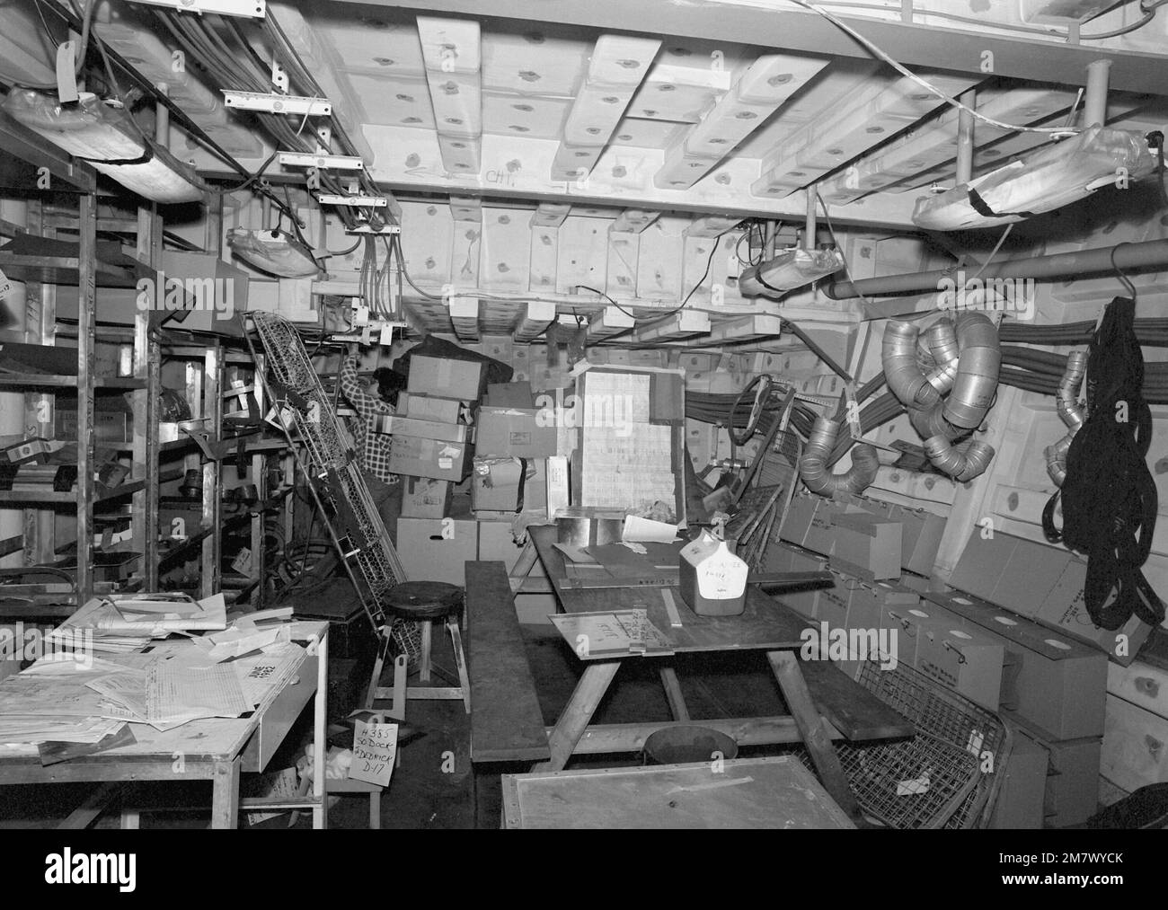 The tactical towed array sonar and bathythermograph room aboard the guided missile frigate DOYLE ...