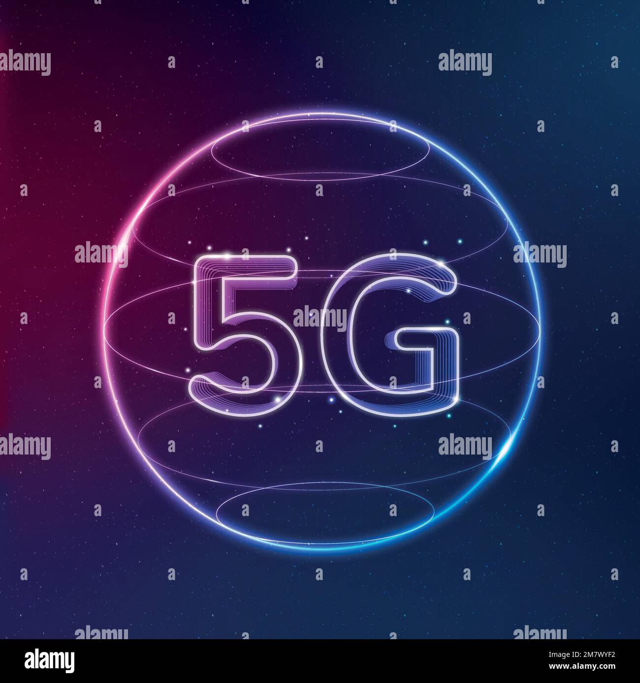 5g network technology icon vector in neon on gradient background Stock ...