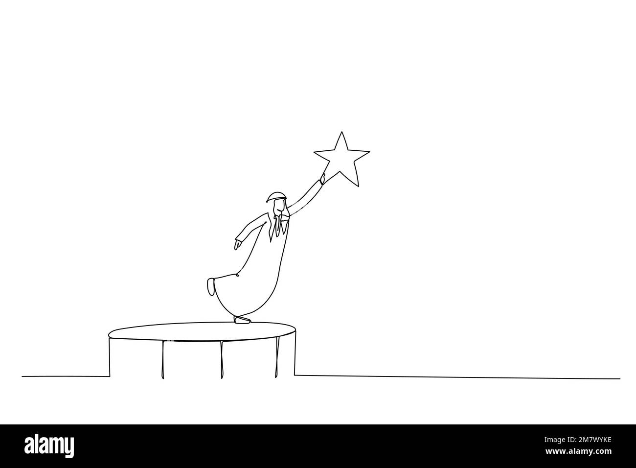 Illustration of arab businessman bounce on trampoline jump flying high ...