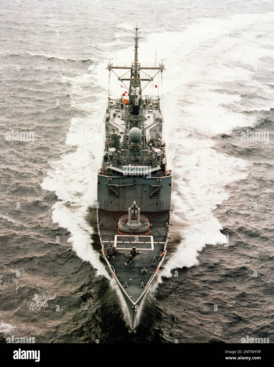 An aerial bow view of the guided missile frigate STARK (FFG-31) as Todd ...