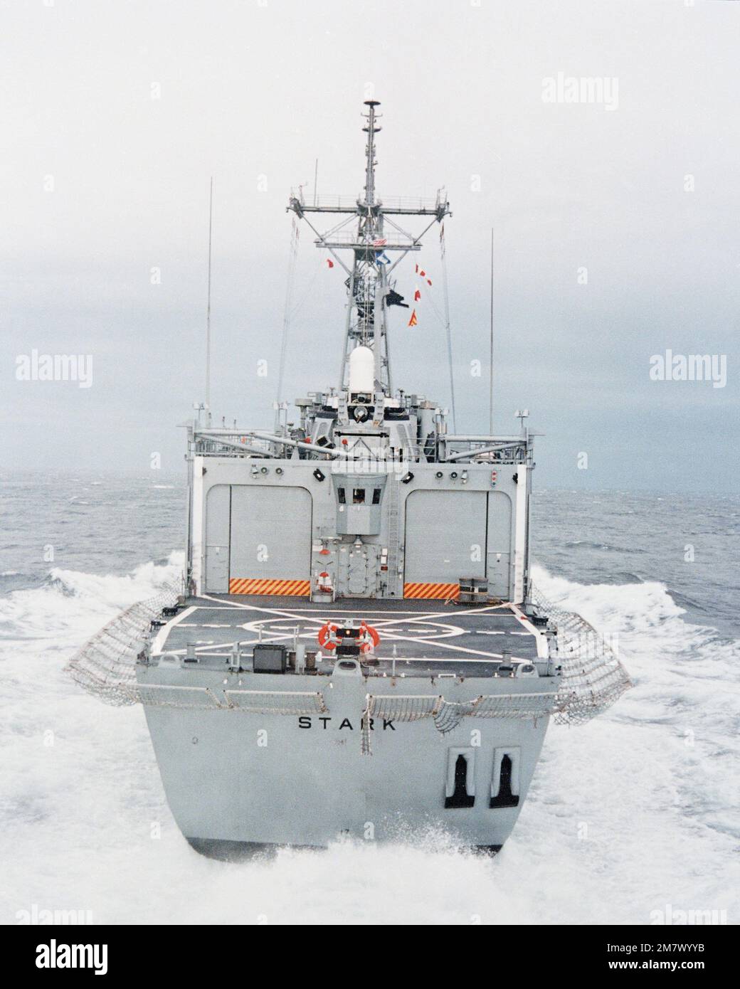 A stern view of the guided missile frigate STARK (FFG 31) as Todd ...