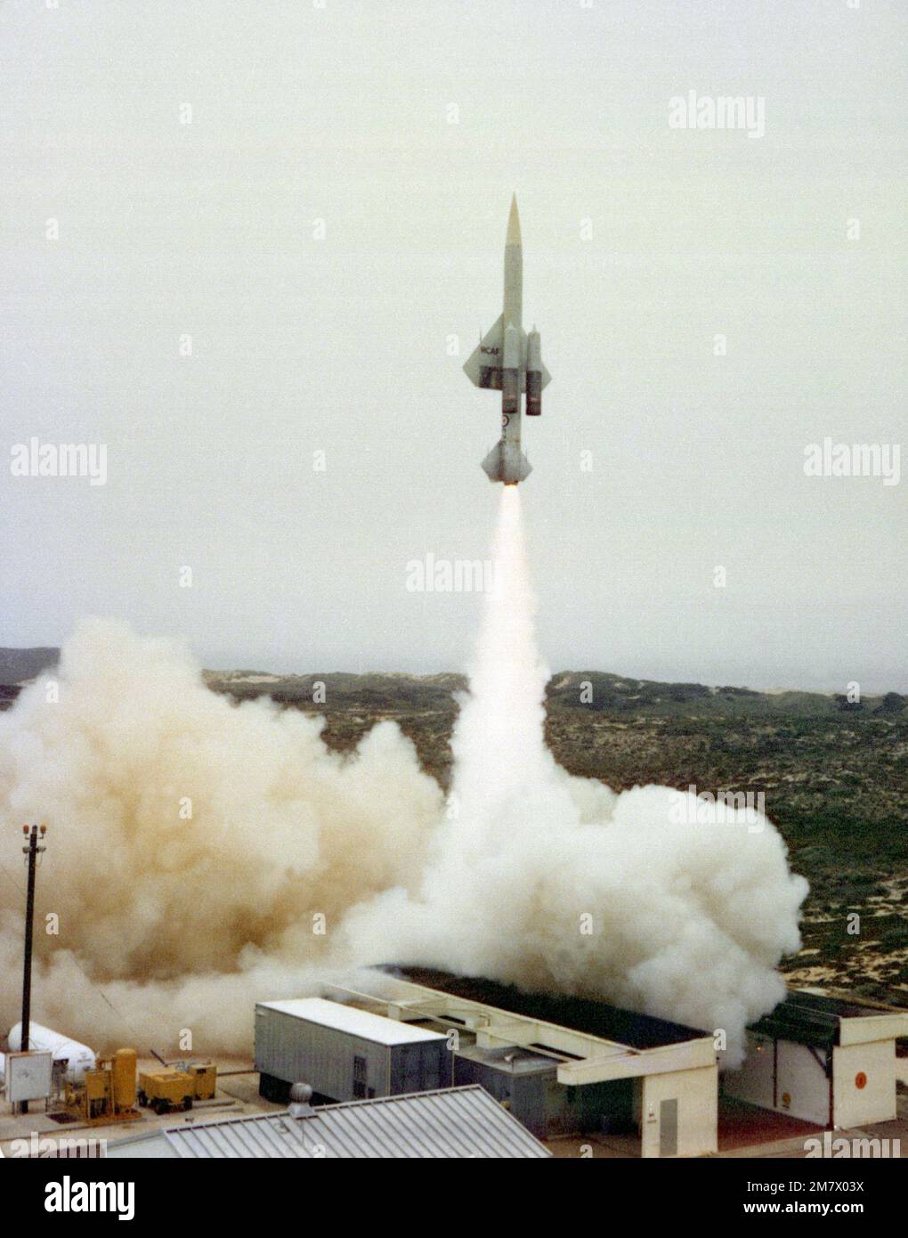 A BOMARC II surface-to-surface missile is launched from station "A ...