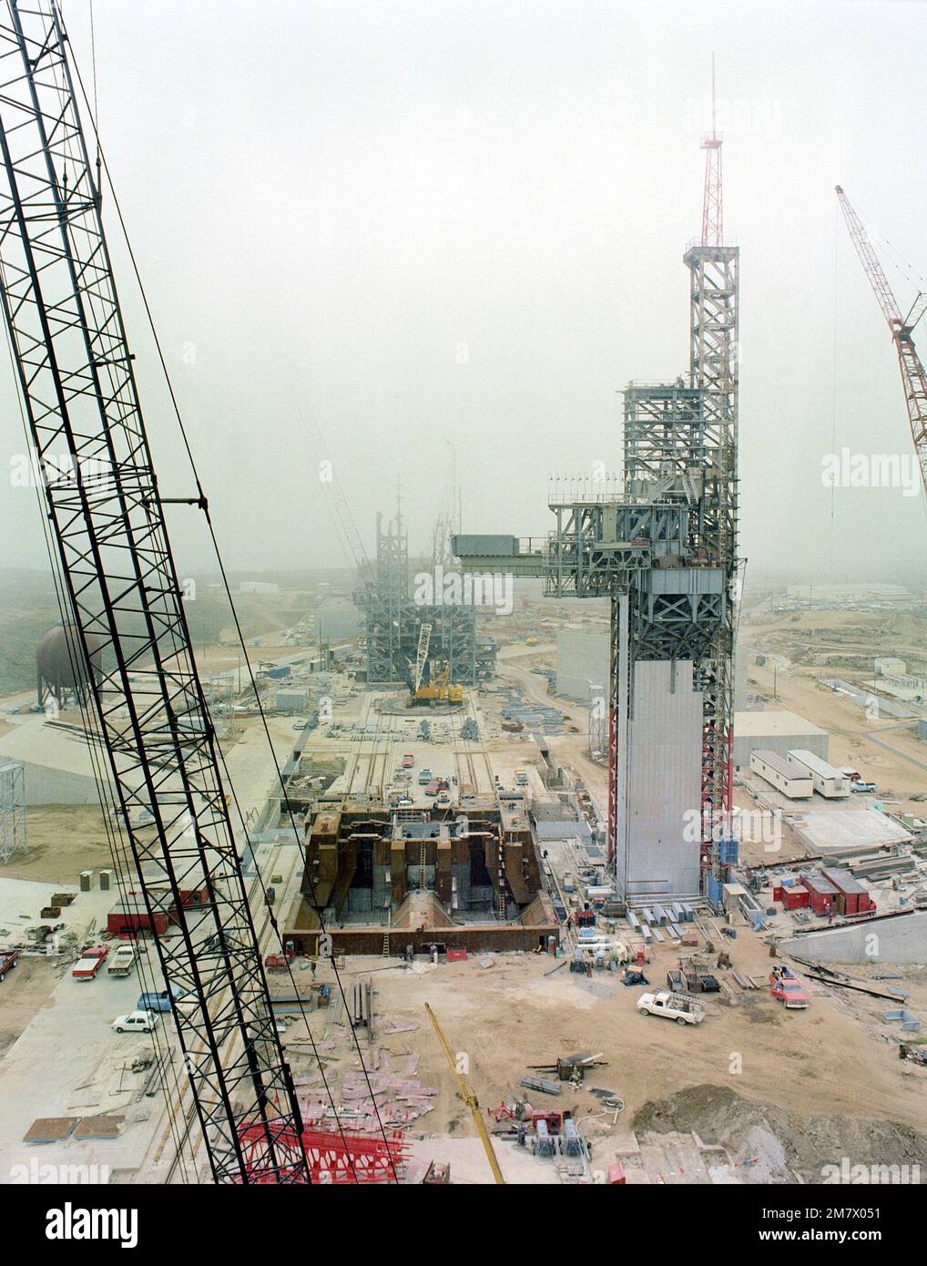 Aerial view of the Space Transportation System construction site. Base ...
