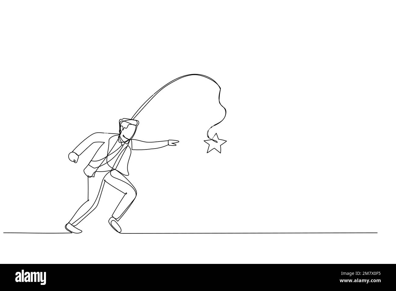 Cartoon of businessman running with carrot stick trying to grab star ... Cartoon of businessman running with carrot stick trying to grab star ...