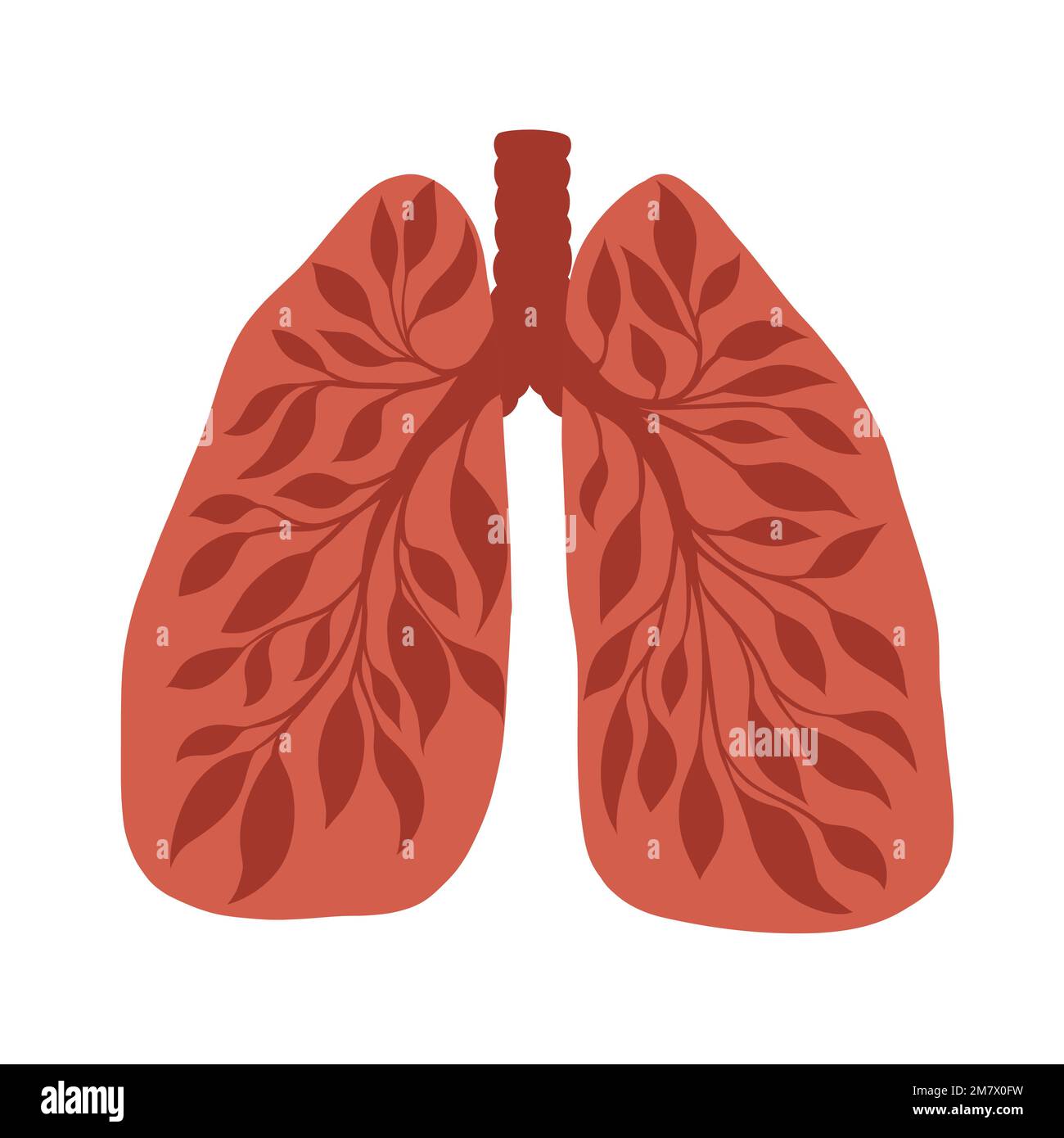 Anatomical vector illustration of healthy human lungs with tree branch ...