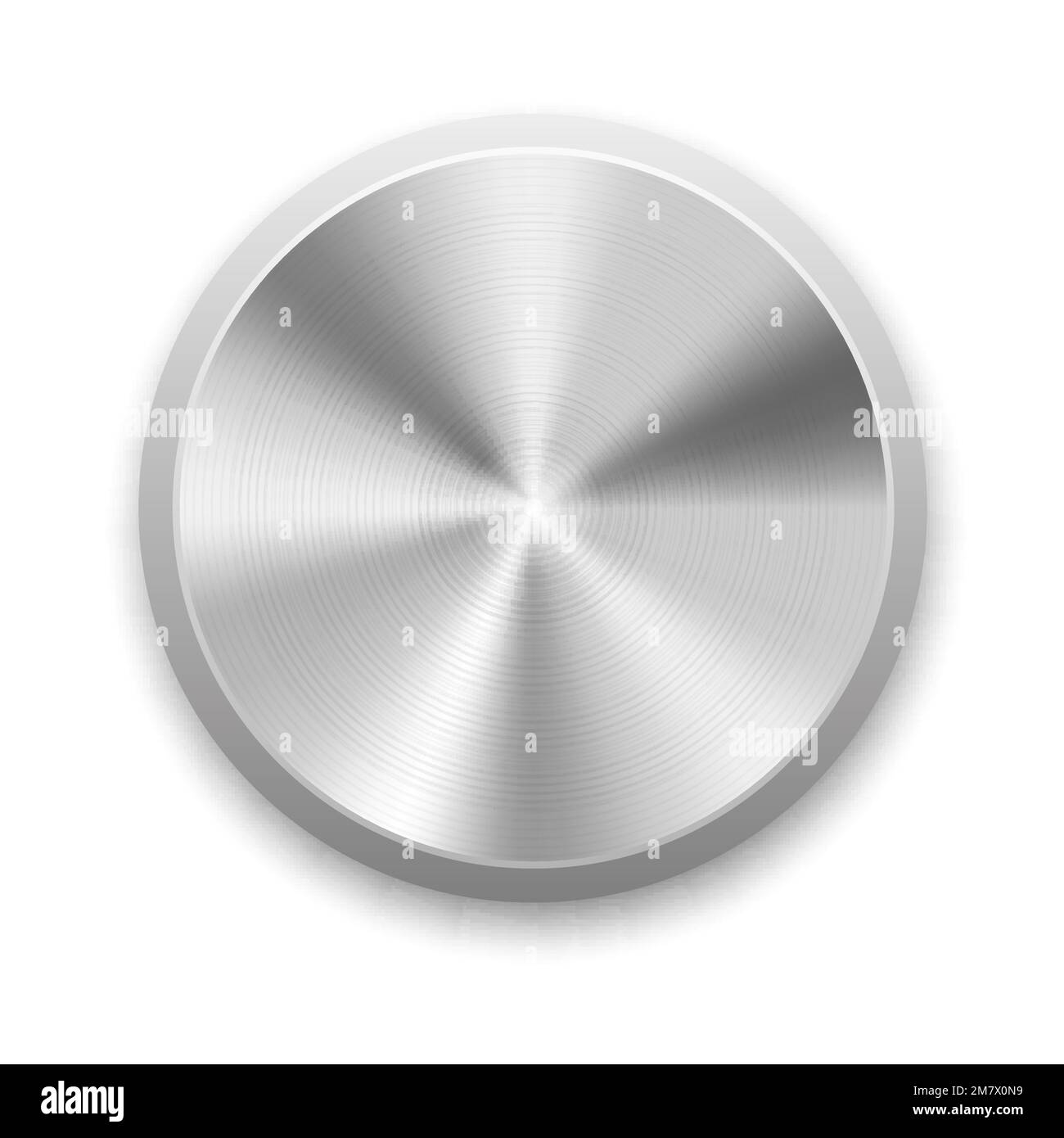 Realistic metal button with circular processing. isolated on white ...
