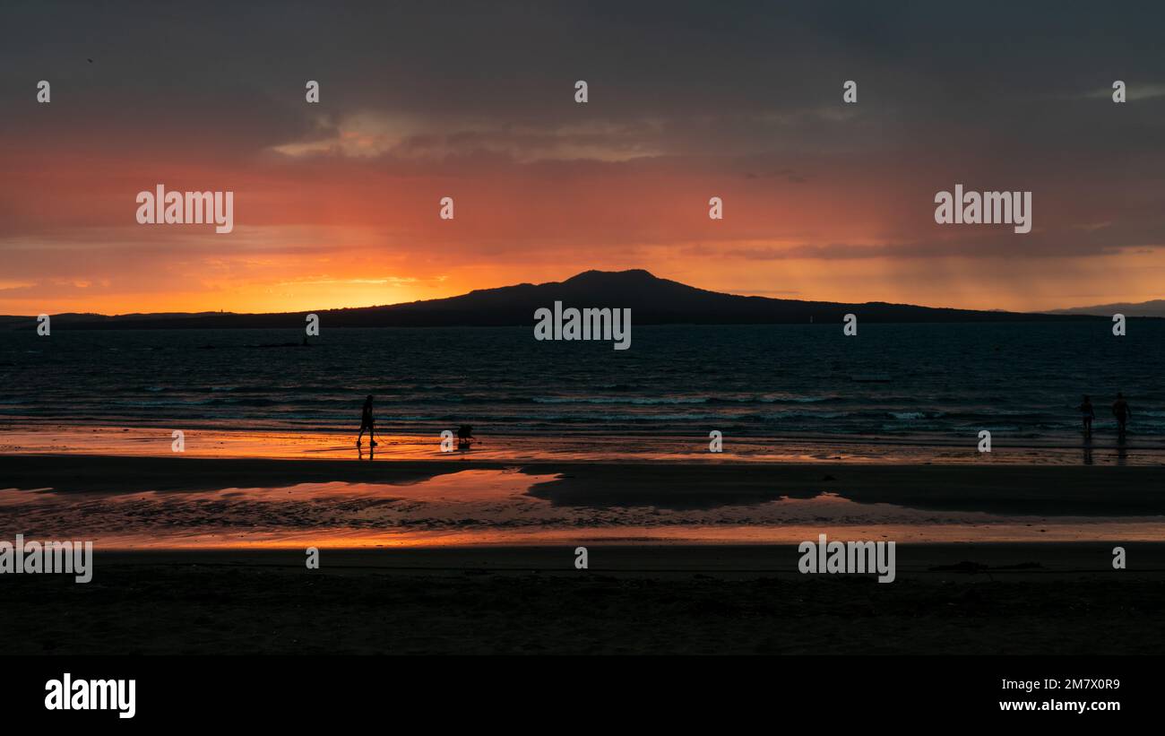 The view of Rangitoto Island from Castor Bay in Tamaki Makaurau ...