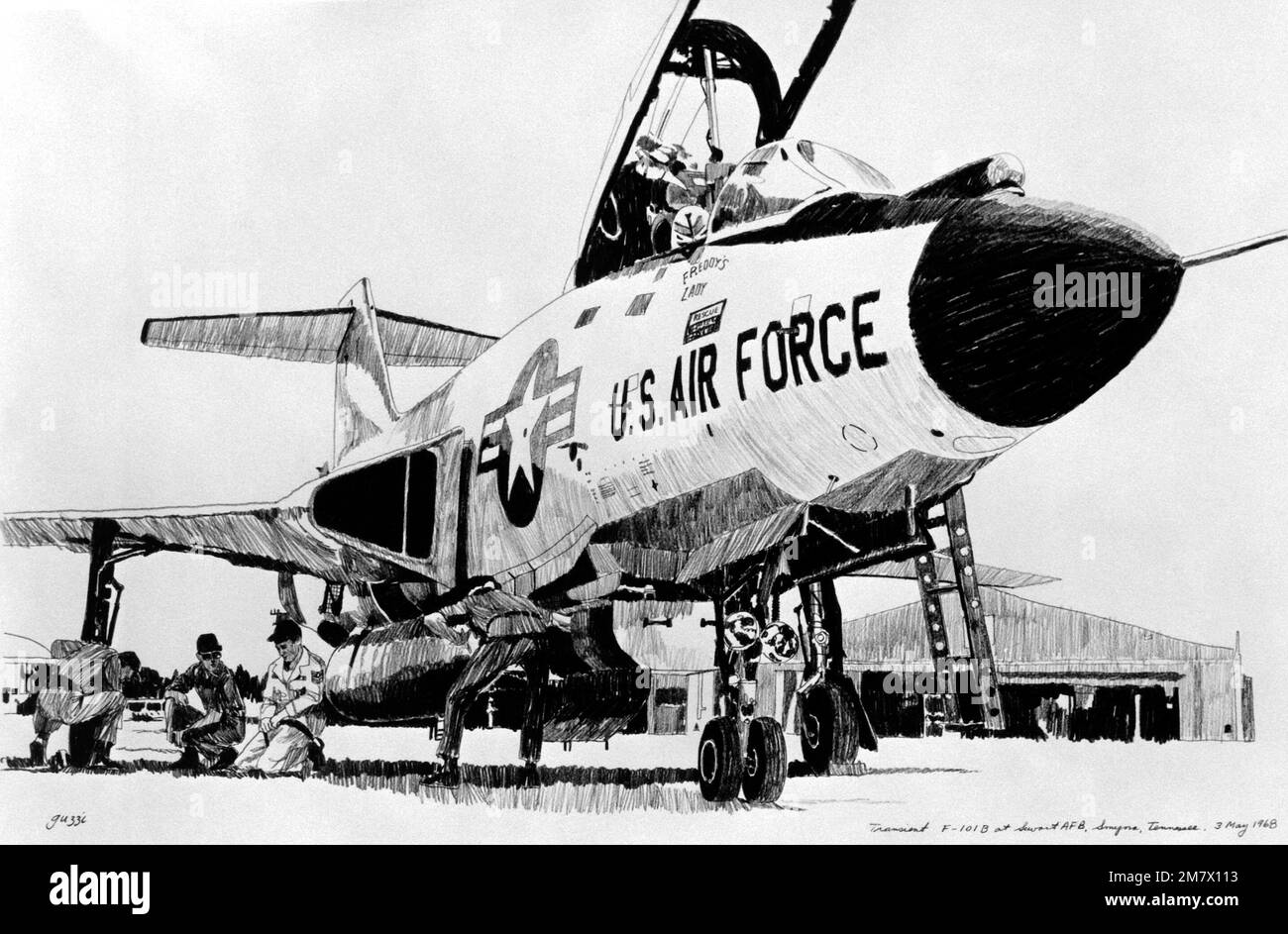 Artwork: "Transient F-101B, Sewart Air Force Base" Artist: George Guzzi ...