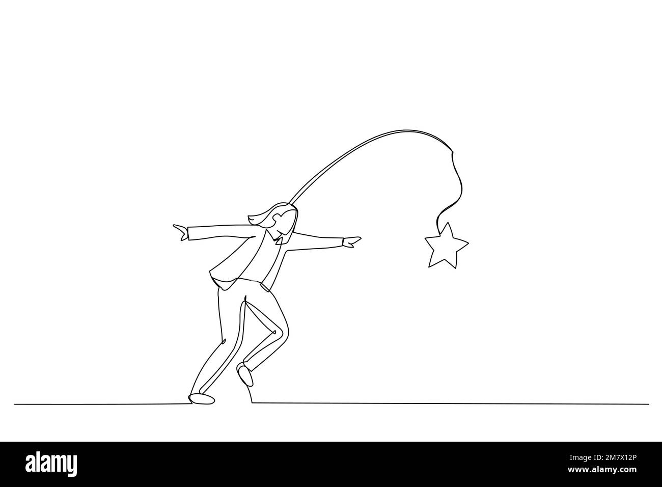 Illustration of businesswoman running with carrot stick trying to grab ...