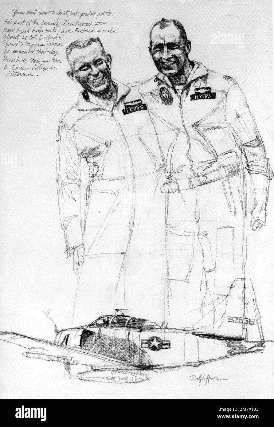 Artwork: "MAJ Bernard Fisher and LTC Jump Myers" Artist: Ralph Harris ...