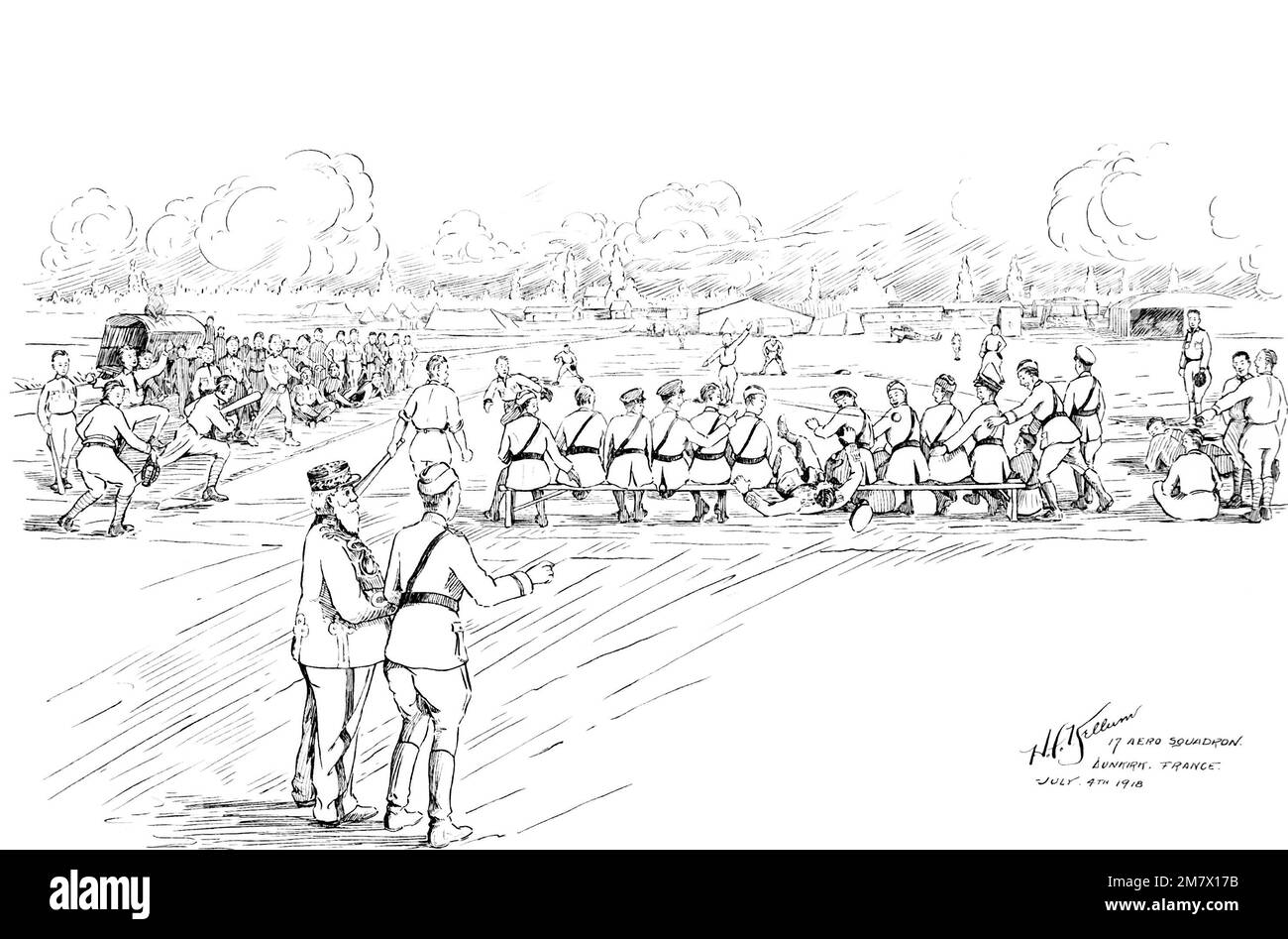 Artwork: "Fourth of July, 1918, a Foul Tip Fouls Robert Lorraine ...