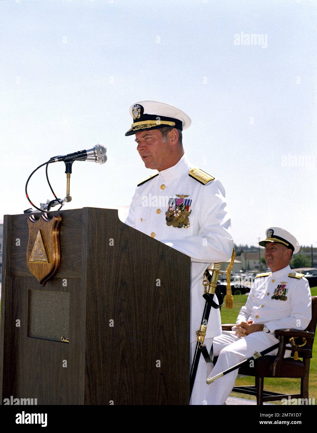 RADM Charles B. Hunter reads orders relieving him as commander, Medium Attack Tactical Warfare ...
