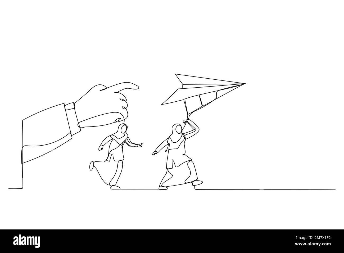 Illustration of muslim businesswoman run to paper plan. Metaphor for ...