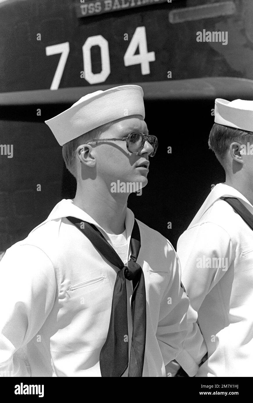 A close-up of a crewman from the nuclear-powered attack submarine USS ...