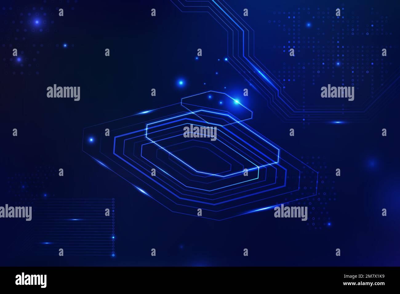 Blue futuristic microchip background vector information digital transformation Stock Vector ...