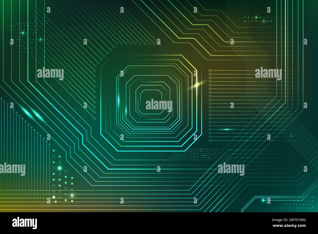Green futuristic microchip background vector data digital ...