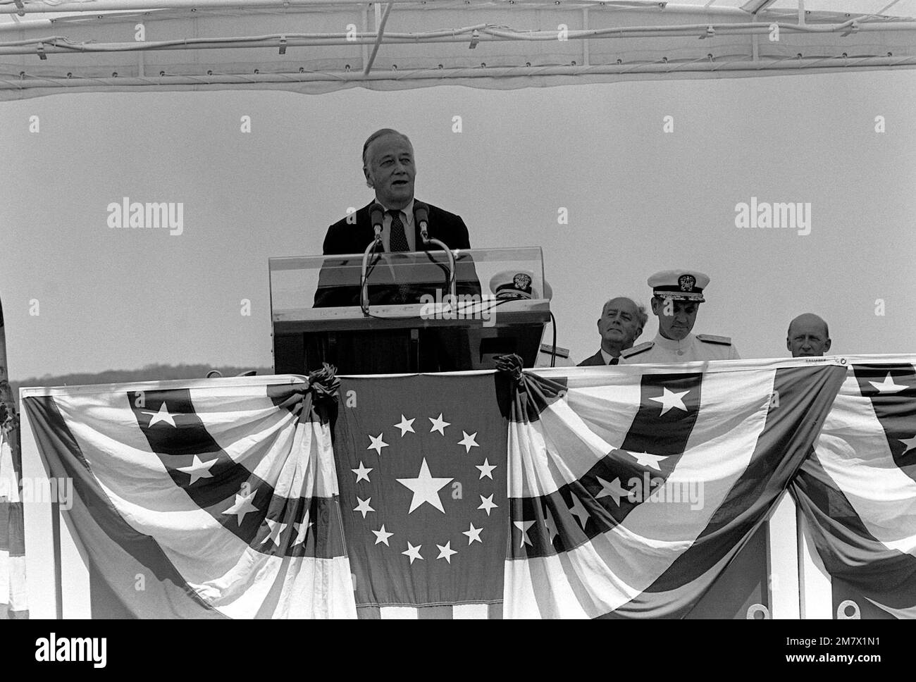 Sen. Charles C. Mathias, Jr., D-Md, speaks at the commissioning ...