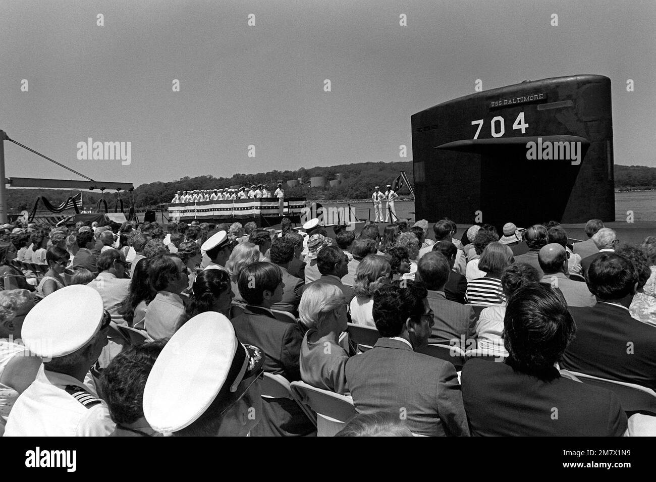 A view of the crowd, from the rear, attending the commissioning ...