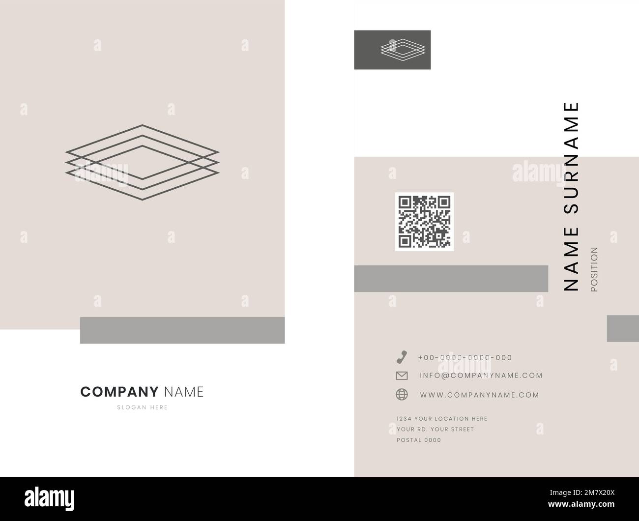 Beige business card vector editable template Stock Vector Image & Art ...