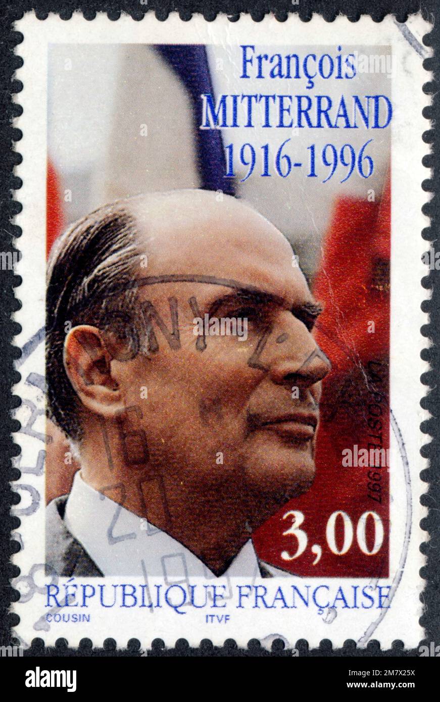 TIMBRE OBLITÉRÉ FRANÇOIS MITTERRAND. 1916-1996. LA POSTE 1997 ...