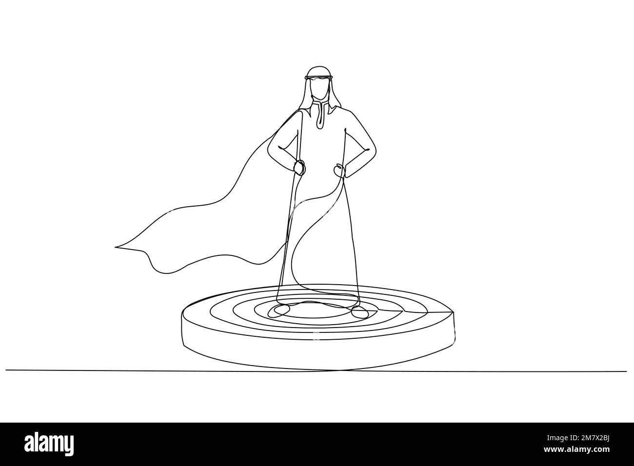 Cartoon of arab businessman superhero leader on podium, standing proud ...